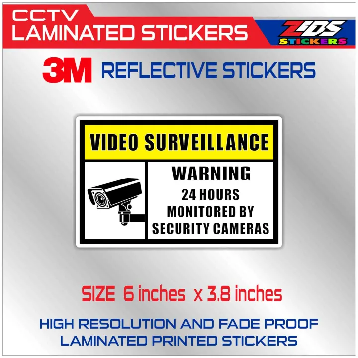 cctv warning 3M reflective printed laminated stickers | Lazada PH