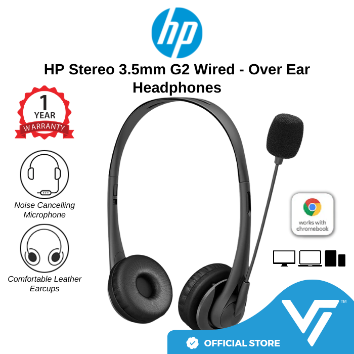 HP Stereo 3.5mm Headset G2 Wired (Noise Cancellation) with Mic and ...