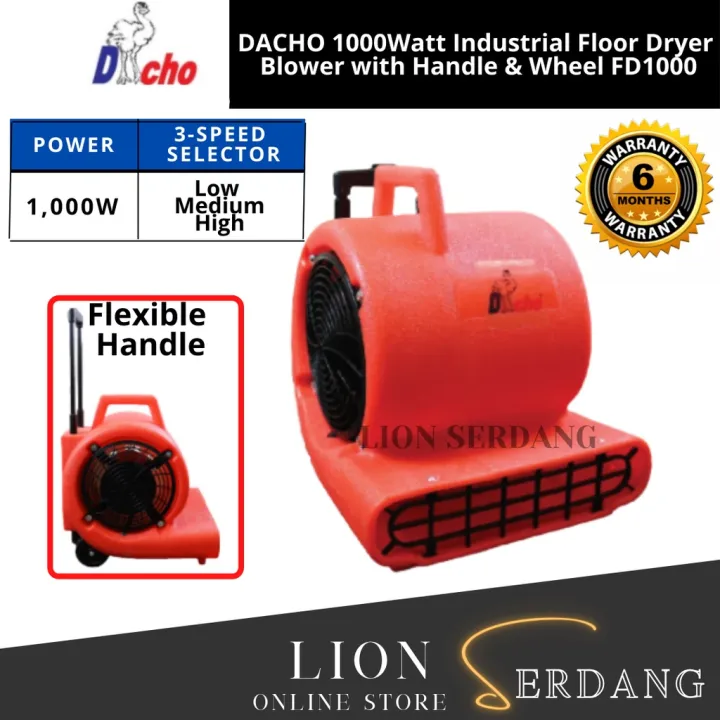 DACHO 1000WATT INDUSTRIAL FLOOR DRYER BLOWER WITH HANDLE & WHEEL FD1000 ...