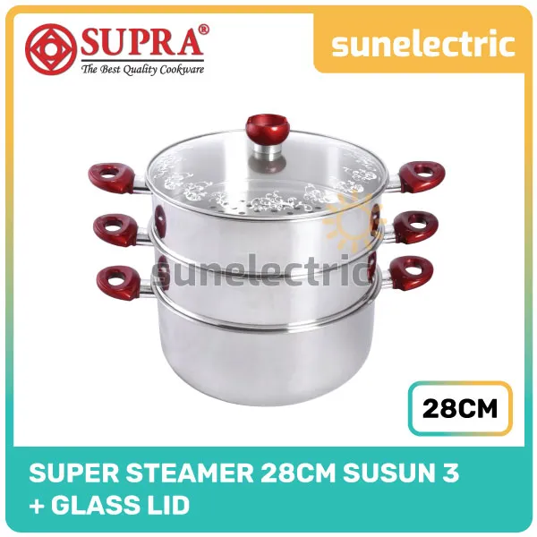 Supra Panci Stainless Steel Super Steamer 28 cm Susun 3 Dandang Kukusan ...