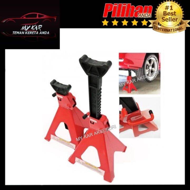 Heavy Duty Double Safety Locking Car Jack Stands Steel - 3 TON- 2 PC UP ...