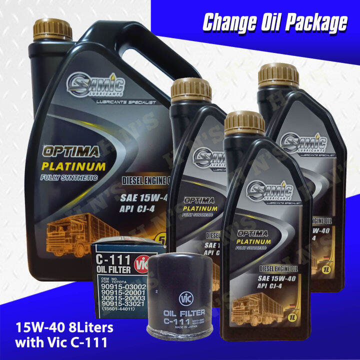 SAMIC Optima Platinum Fully Synthetic 15W-40 Oil Change Bundle for ...