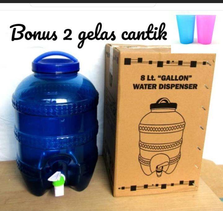 galon air isi ulang kosong BONUS GELAS CANTIK 2 PCS / galon kran 8 ...