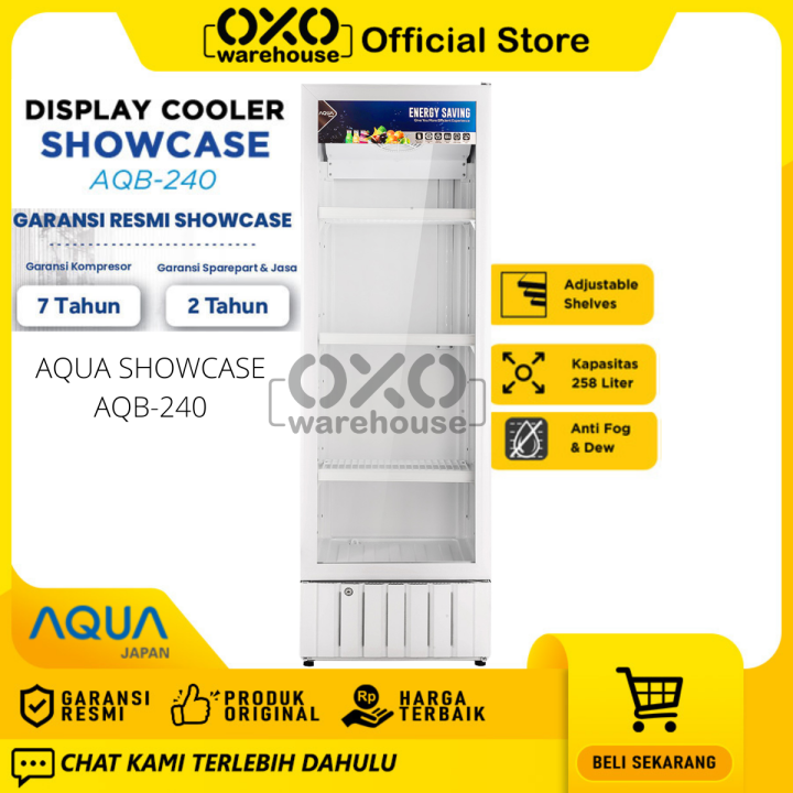 AQUA KULKAS SHOWCASE 4 RAK 230 LITER AQB-240 ANTI EMBUN DISTRIBUTOR ...