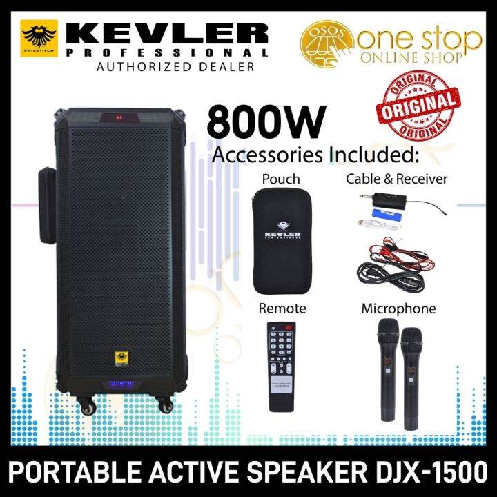 Kevler Original Portable Active Speaker System Party Boom Box Speaker 800W DJX-1500 •OSOS ...