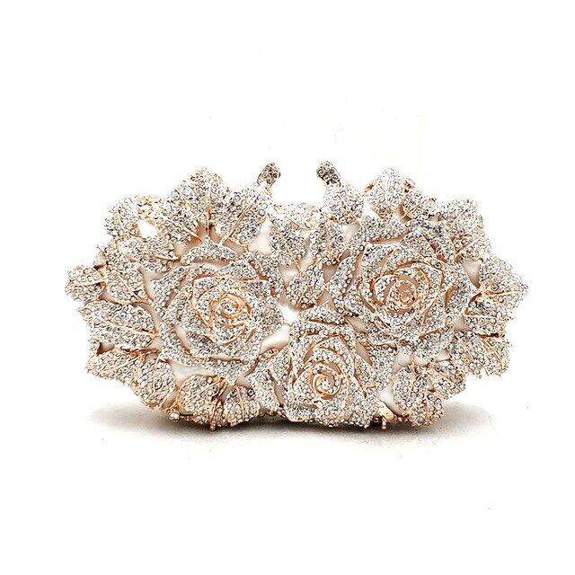 👜 Luxury clutches women evening party bag diamonds flower rose crystal ...
