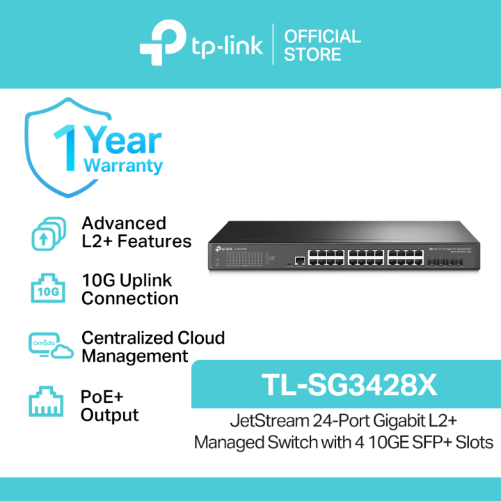 TP-Link TL-SG3428X JetStream 24-Port Gigabit L2+ Managed Switch with 4 ...
