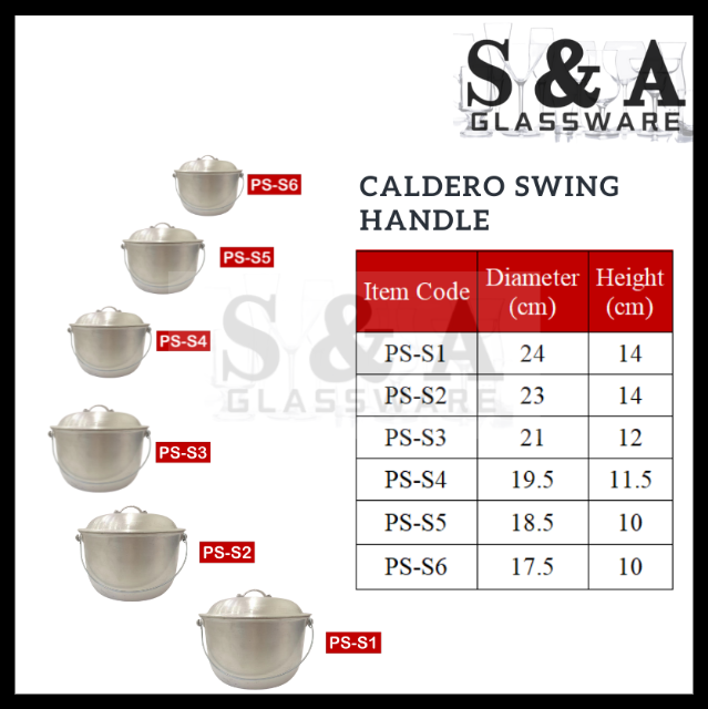 S&A GLASSWARE [1PC] High Quality Aluminum PS Caldero Swing Handle ...