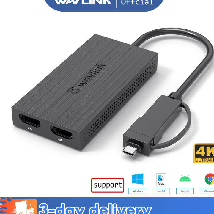 Wavlink Usb 3.0 To Dual HDMI Adapter Max 4k Display Output Type A C Supports Windows Ios M1 M2 ...