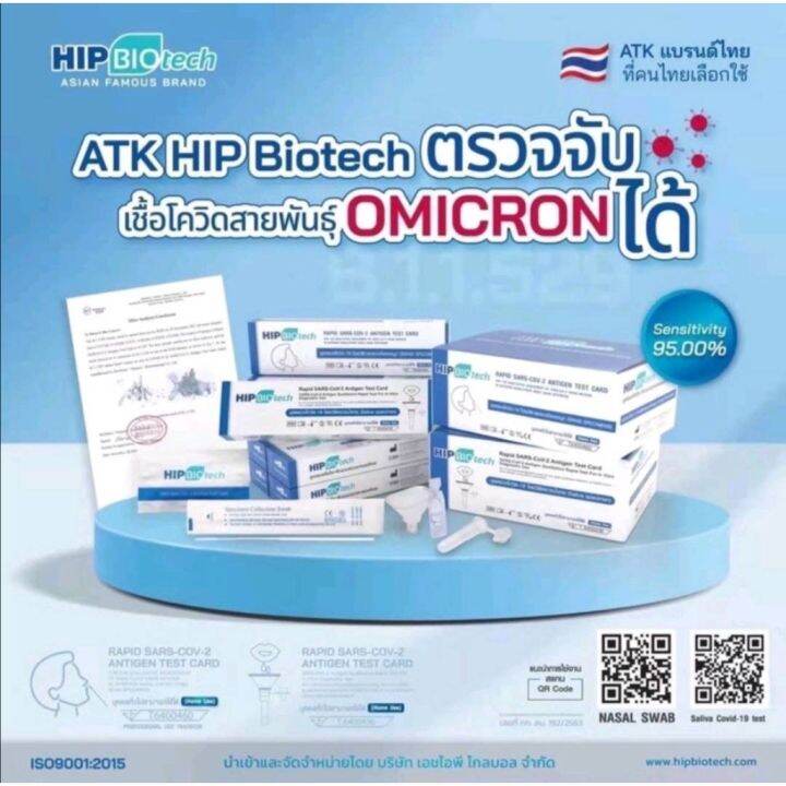 ชุดตรวจ HIP Biotech D01 แบบจมูก 1 :1 กล่องฟ้า Rapid SARS-CoV-2 Antigen ...