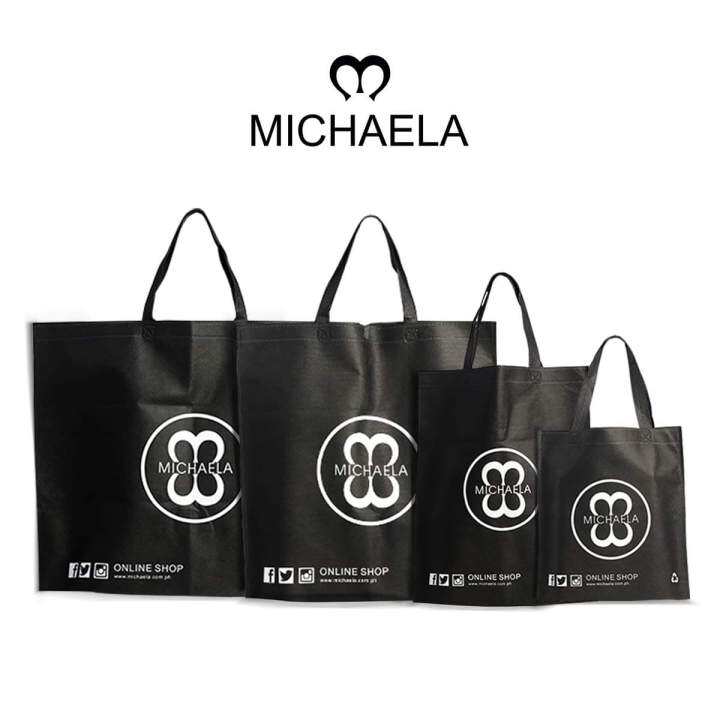 MICHAELA Tote Bags Reusable Non-Woven Black Shopping Bag Protective Top ...