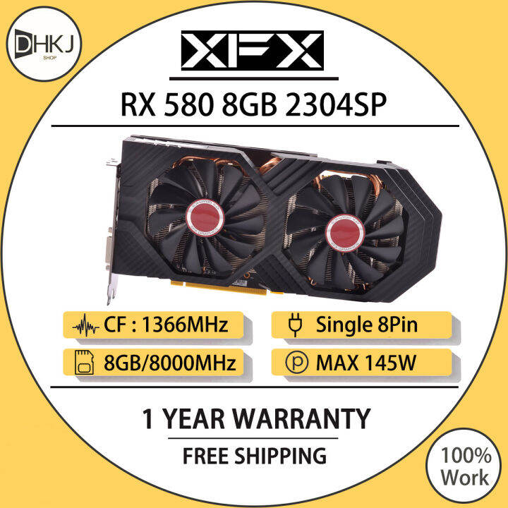 USED XFX RX 580 8GB 2304SP Graphics Cards 8GB ETH AMD Radeon RX580 Screen Cards GPU Desktop ...