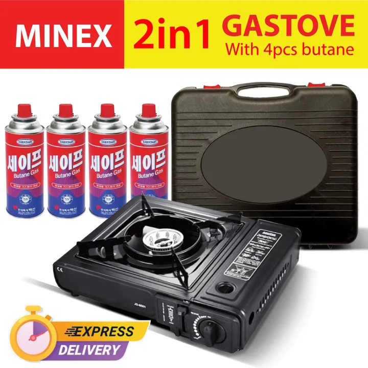 MINEX PORTABLE GAS STOVE, CASE and with 4 PCS BUTANE GAS | Lazada PH