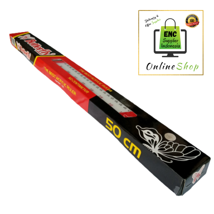 butterfly 1 buah Penggaris Plastik Mistar Butterfly 50cm per pcs - enc ...