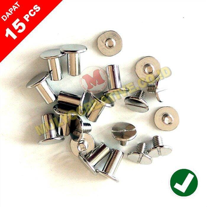 Paku Baut Jilid Buku Ukuran 5mm - Mur Baut Sabuk Kulit 0.5 Cm / 15pcs ...