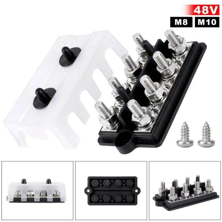 M8 M10 Heavy Duty Busbar Battery Terminal Studs Box 12V-48V 250A Bus Bar Positive Negative Power ...