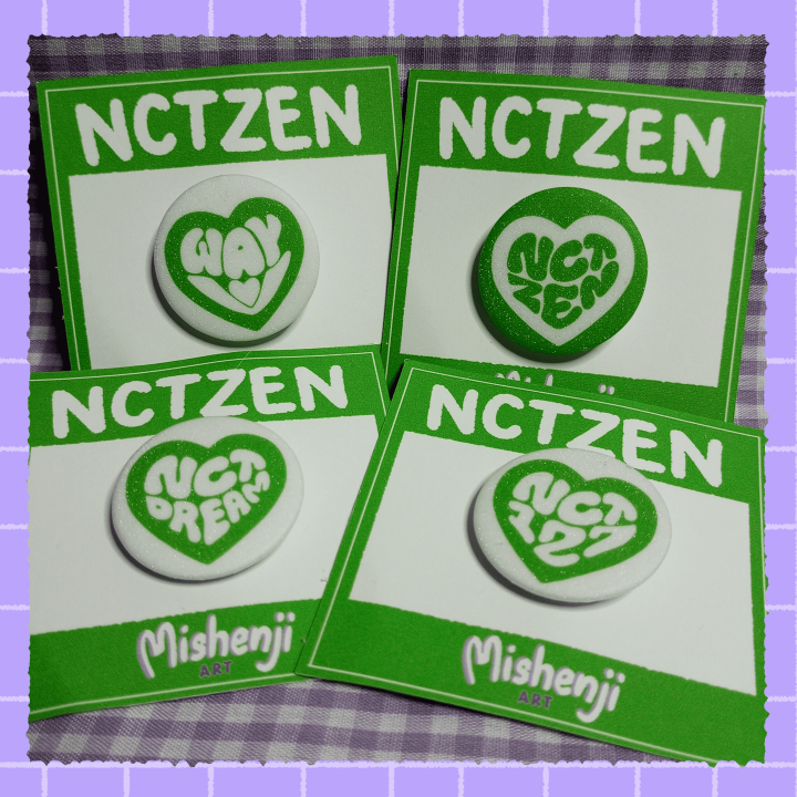 NCT DREAM, NCT 127, WayV, NCTzen Green and White Glitter 32mm Button ...