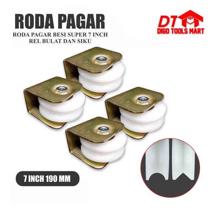 Roda Pagar Nylon Nilon 7 Inci Rel Bulat dan Lancip ( Siku ) 1 Pcs ...