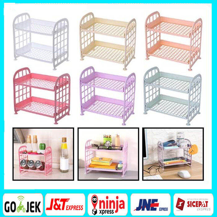 Rak Plastik Susun Mini / Rak 2 Susun Mini / Rak Meja Serbaguna | Lazada ...