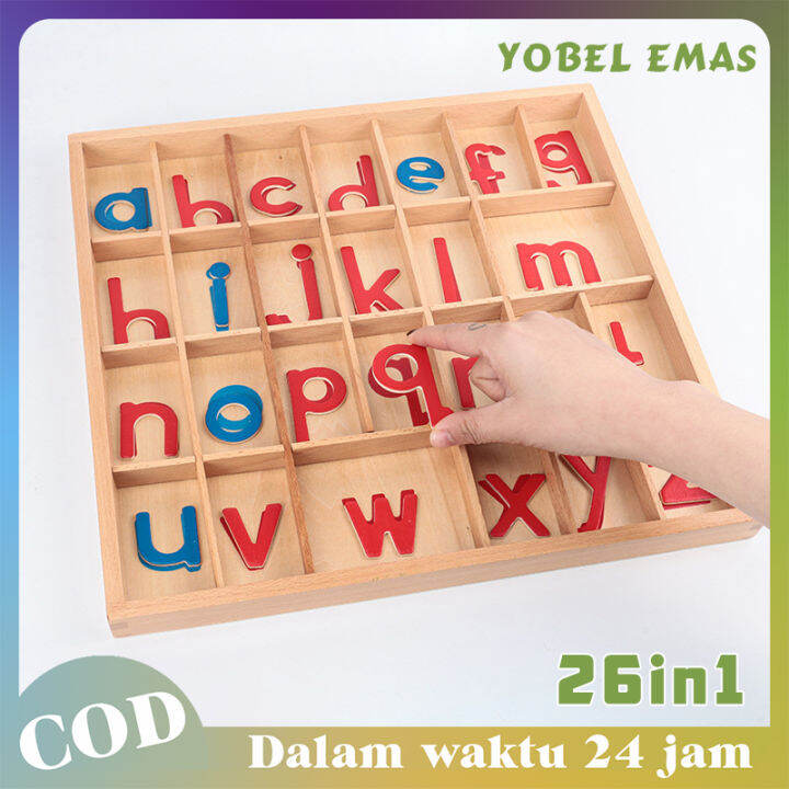 Isi 26 Huruf Kecil Moveable Alphabet Montessori Kotak Alfabet Mainan ...