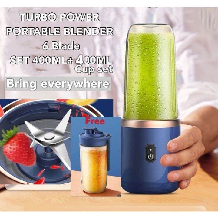 TURBO 6 400ml free 400ml Blade Wireless Portable Blender Fruit Blender Juicer Milk Shake Shaker ...