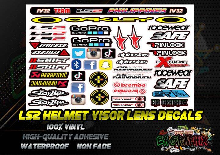 HELMET VISOR LENS STICKER SET DECALS ( LS2 PH ) | Lazada PH