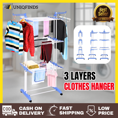 UniqFinds - Space-saving 3 Layers Clothes Hanger | Indoor Damit ...