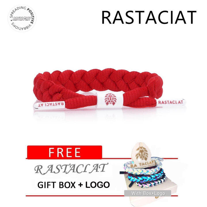 RASTAClAT Bracelet With Box Braided Bracelet Red white buckle Women ...