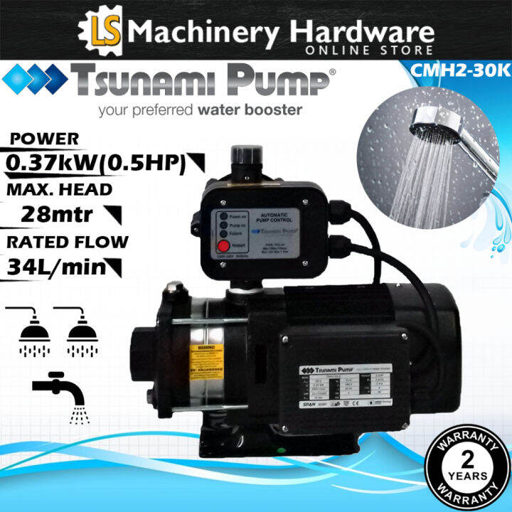 Tsunami CMH2-30K 370W/0.5Hp Multi-Stage Home Booster Water Pump - Heavy ...
