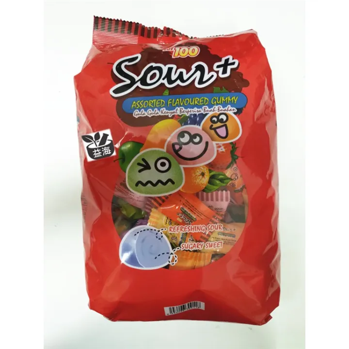 600G Lot 100 Sour + Assorted Flavoured Gummy / 酸软糖 / Gula-gula Kenyal ...
