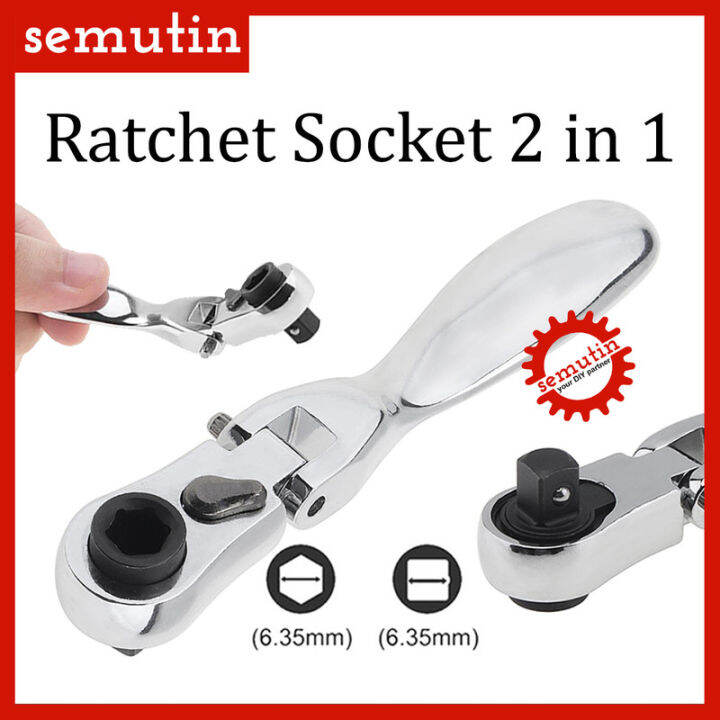 Mini Ratchet Socket 2 in 1 / Kunci Pas Sok 6.35mm Ring L 1/4 inch ...