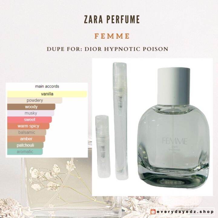 (Decant/Takal) 2ml 5ml - ZARA Perfume FEMME EDT - dupe for Dior Hypnotic Poison | Lazada PH