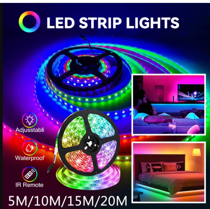 5M LED Strip Light for room RGB Christmas Decor Strip Lighting Ribbon ...