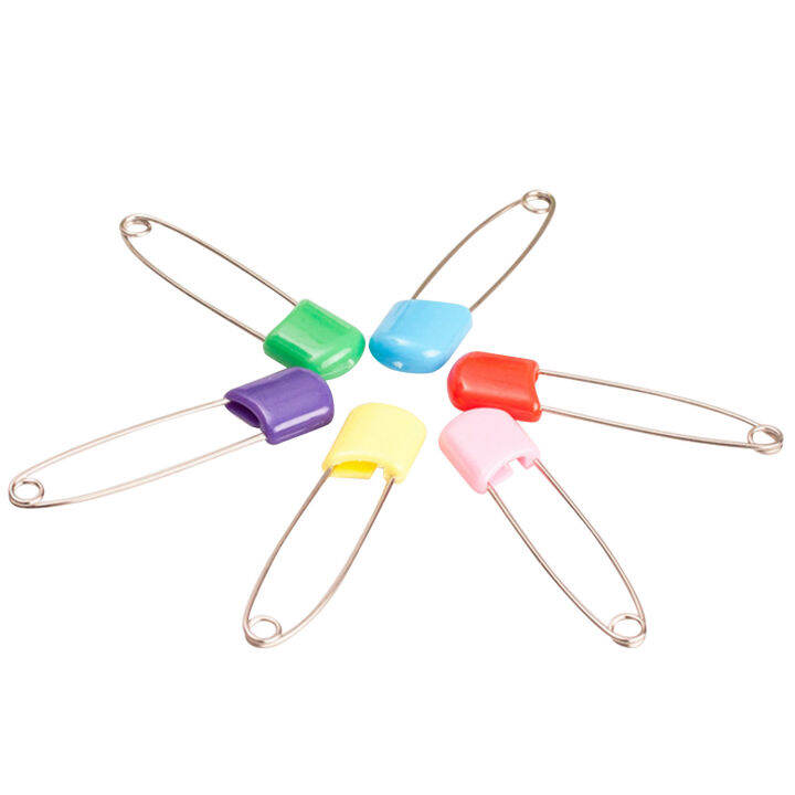 30PCS 50mm Candy Color Safety Pins with Plastic Head for Baby Toddler ...