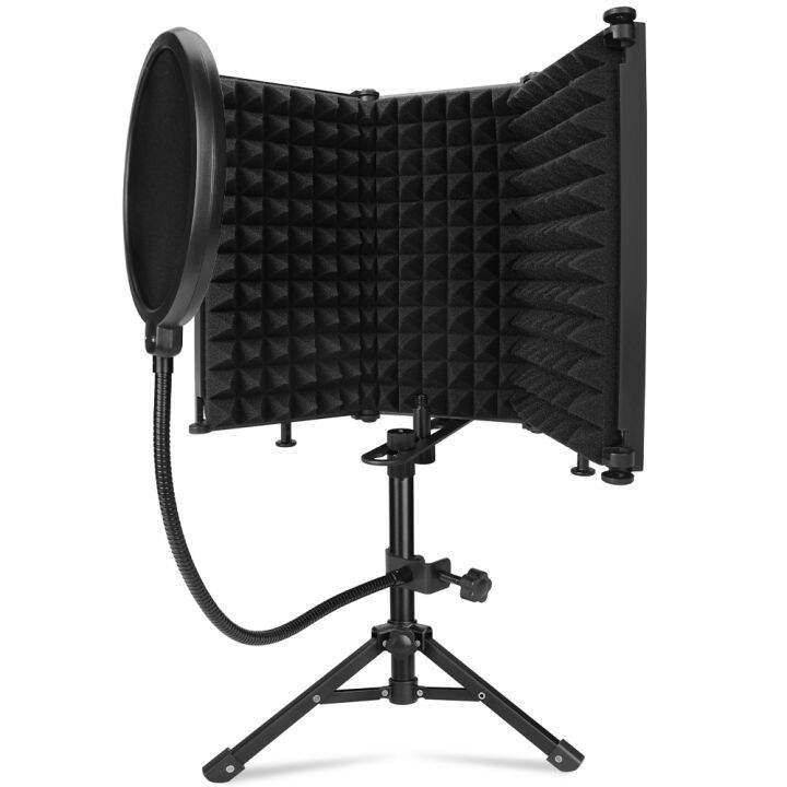 Microphone Isolation Shield with Tripod High Density Foam Wind Screen ...