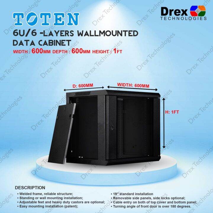 Toten Brand 6U 6-Layer Wallmounted Data Cabinet/ Server Rack W=600 / D ...