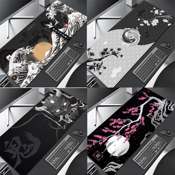 Oni Large Gaming Mouse Pad Japanese Black Dragon Table Mat 40x90cm Big Mousepad Landscape Gamer ...