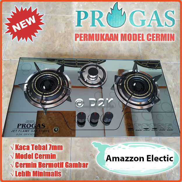 PROGAS PG-333 Kompor Gas Tanam/Biasa 3 Tungku Body Kaca -mewah -new ...