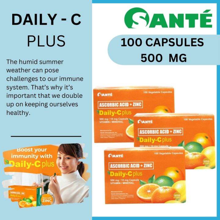 Sante Daily C Plus Ascorbic Acid Zinc Vitamin Mineral 100