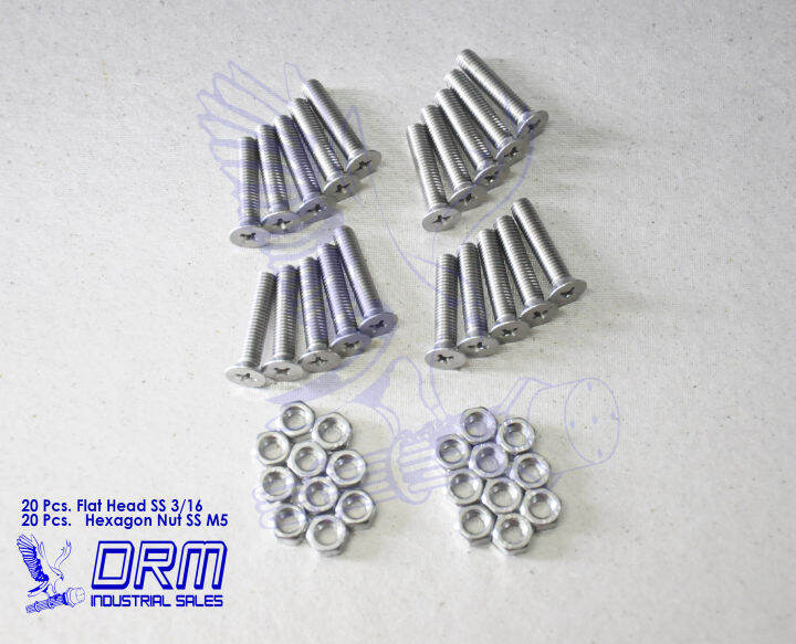 Flat Head SS 3/16 and Hexagonal Nut M5 (20pcs, 20pcs) | Lazada PH