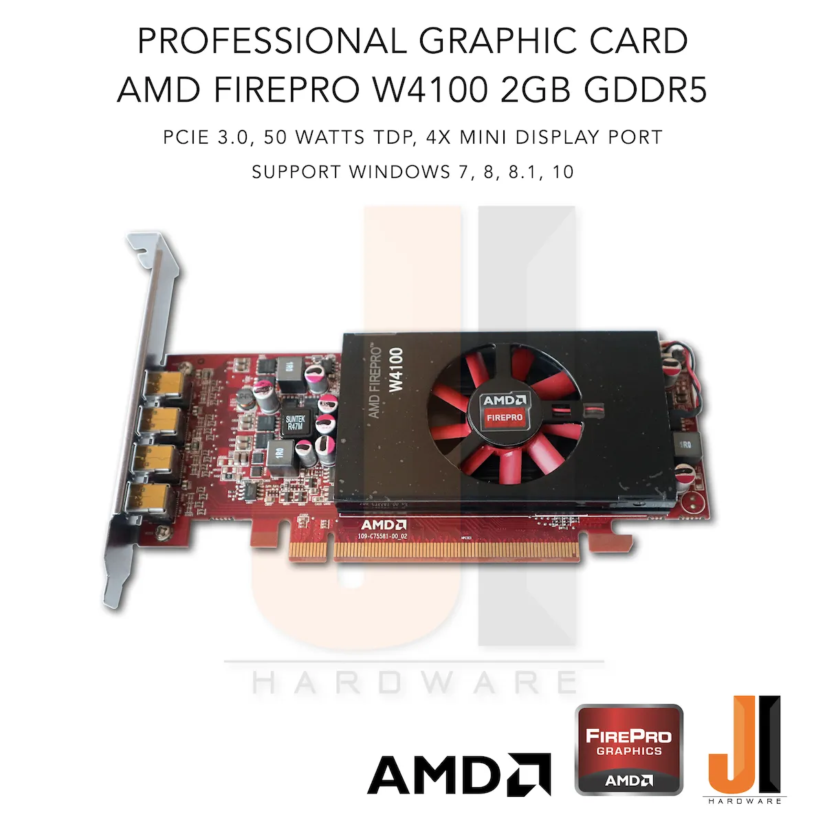 Professional Graphic Card AMD FirePro W4100 2GB 128-Bit GDDR5 As the Picture | Thisshop