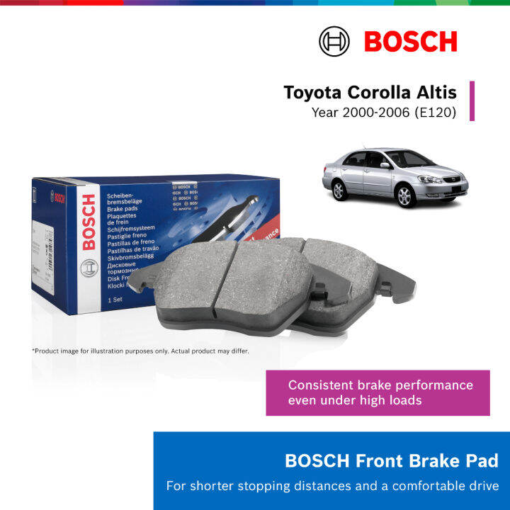 Bosch Genuine Front Brake Pads for Toyota Corolla Altis E120 (2000 ...