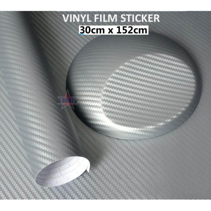 30cm x 152cm Matte Carbon Silver vinyl film/ carbon fibre sticker 5D ...