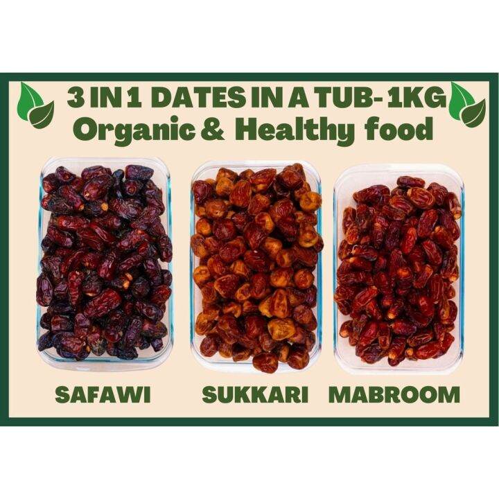 Esmand COMBO DRIED DATES FRUIT (SAFAWI SUKKARI MABROOM) 1KG FROM SAUDI ...