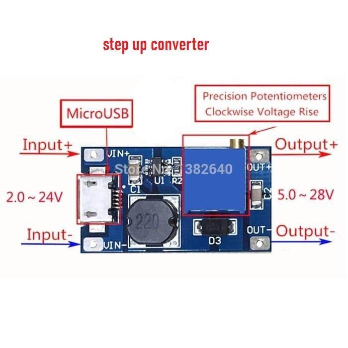 A117 DC-DC Boost Step up Adjustable Converter MT 3608 Micro USB 2-24V to 5v-28V 6v 9v 12v 24v ...