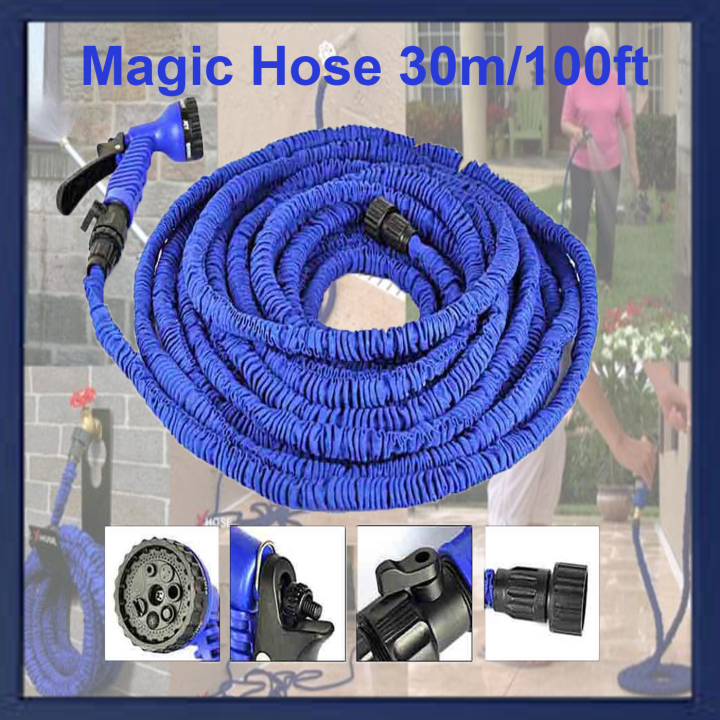 Magic Hose 30 / 100ft Expandable Flexible Plastic Hose With Spray Gun ...