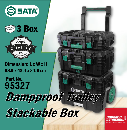 SATA 95327 20L/ 40L/ 65L Dampproof Trolley Stackable Box / Packout ...