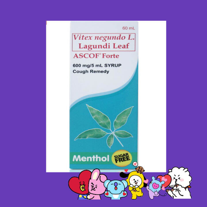 Ascof Forte Menthol Sugar Free 600 mg / 5 ml 60 ml Syrup ( Para sa Ubo ...