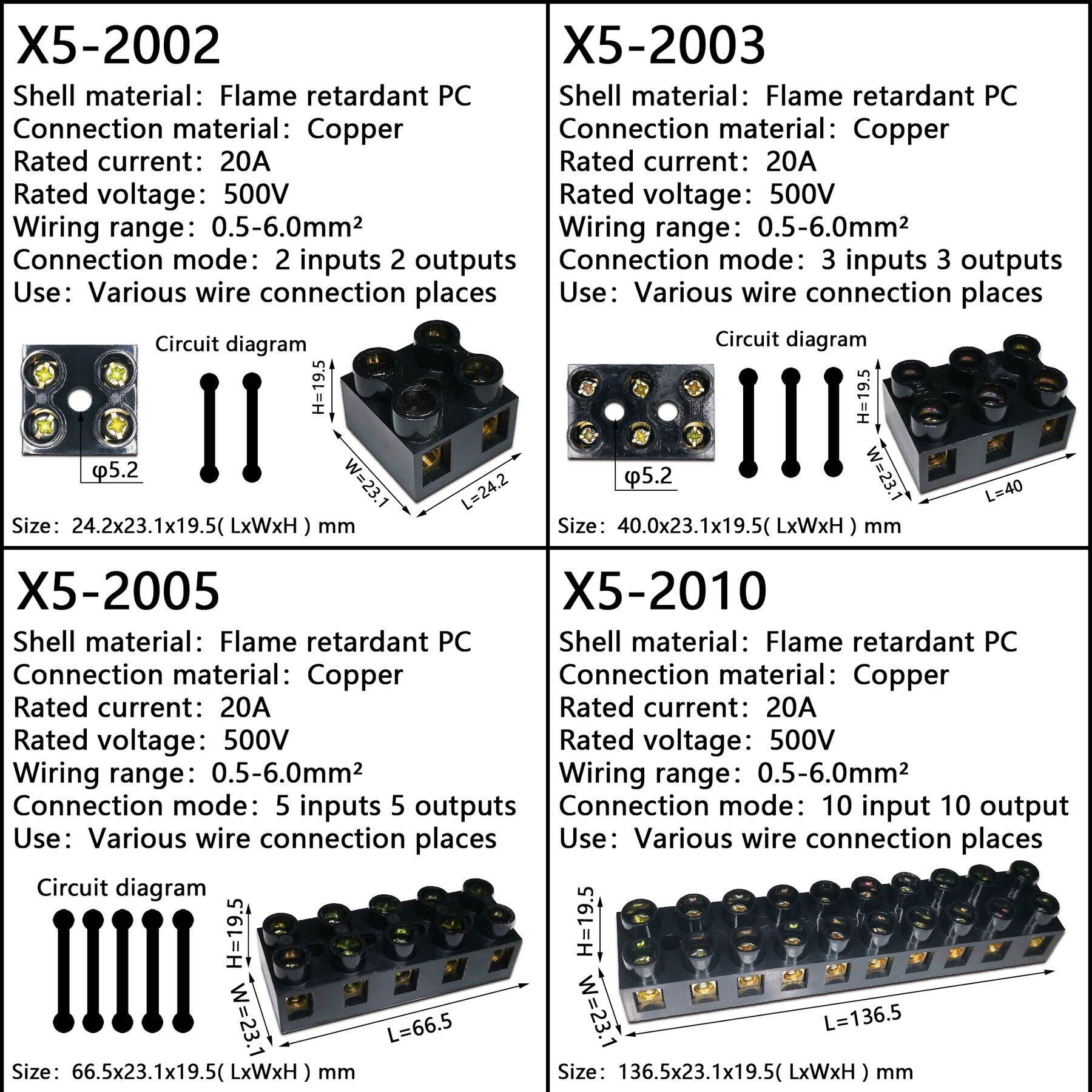 ⊕ High Power Splitter Quick Wire Connector X5-10 Terminal Block ...