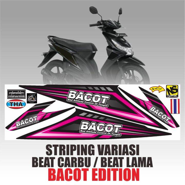 STRIPING BEAT KARBU VARIASI BACOT EDITION HITAM LIS PINK -AMARONA ...